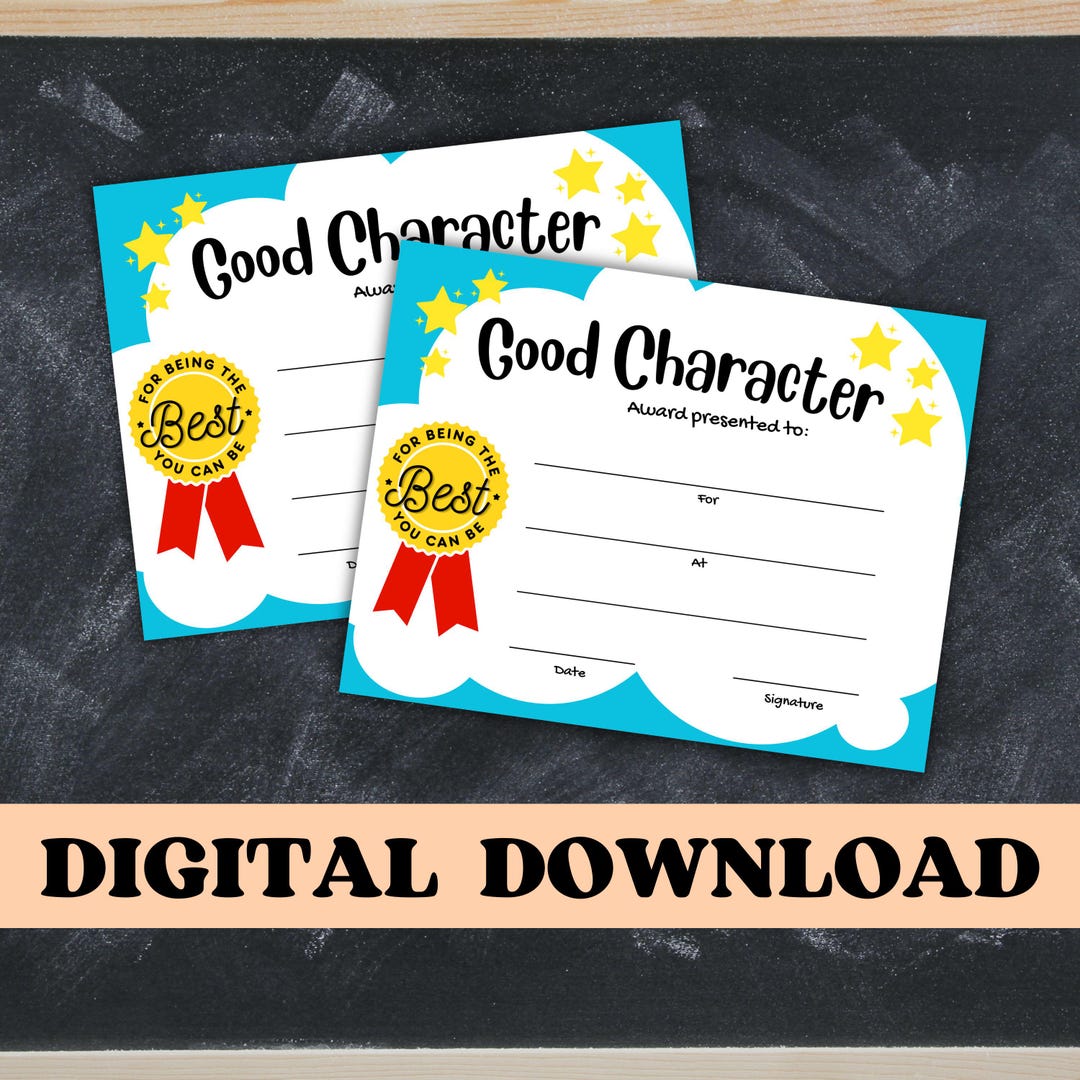 Good Character Award Certificate | Student Achievement (digital ...