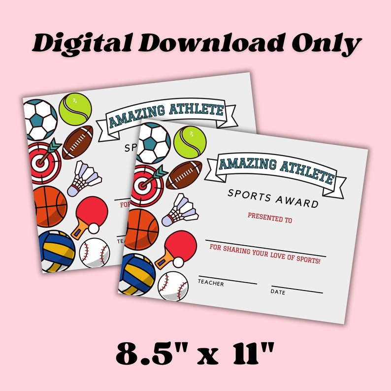 Amazing Athlete Sports Award Certificate | Student Award Teacher ...