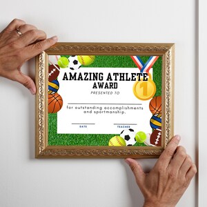 Amazing Athlete Award Certificate | Printable Sports Award (digital ...