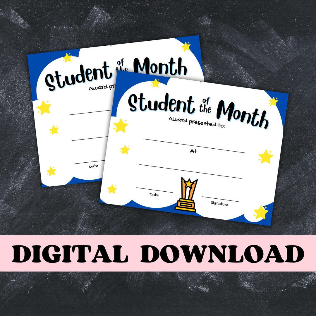 Student of the Month Award Certificate | Student Achievement (digital ...