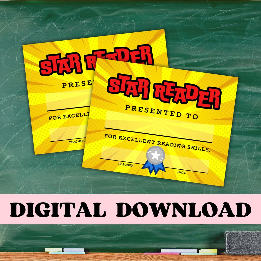 Star Reader Student Award Certificate | Library Award Teacher Supplies ...