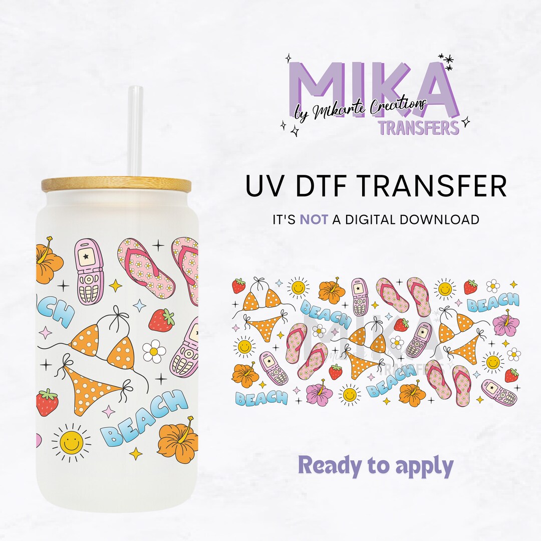UVDTF Cup Wrap, Beach, Ready to Apply, High Quality, Libbey Cup Wraps ...