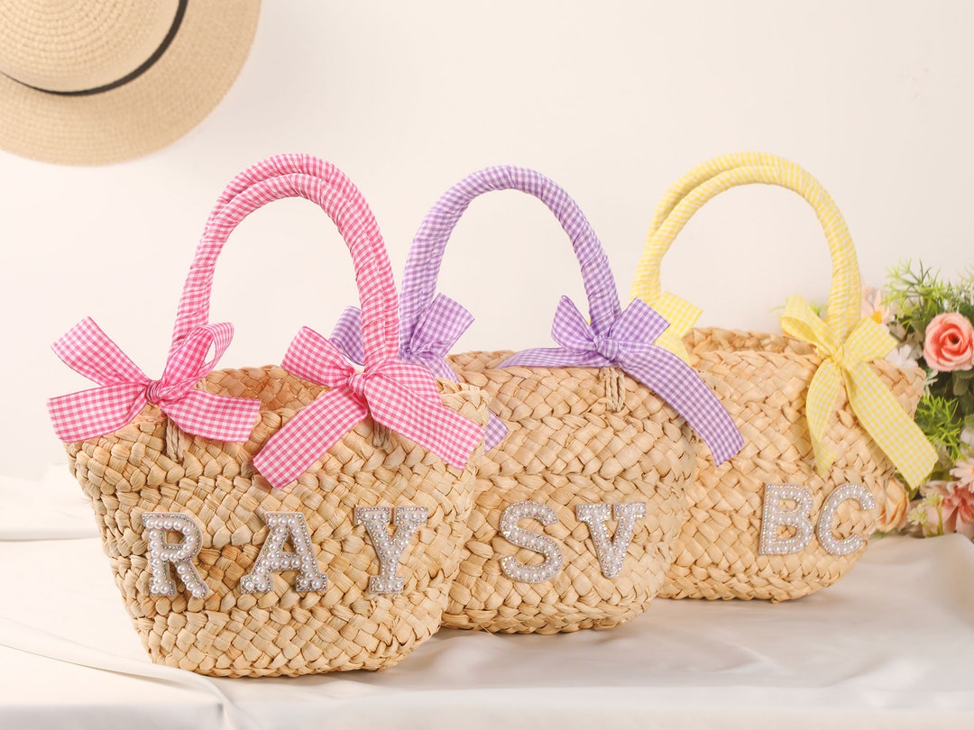 Custom Straw Beach Bag,bachelorette Gift Bag,personalized Straw ...