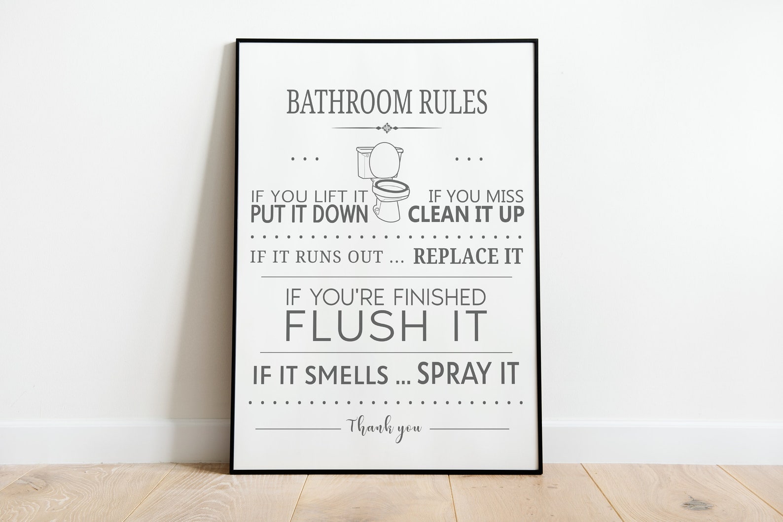 Funny Toilet Rules Print, Above Toilet Loo Sign, Keep Toilet Clean Art ...