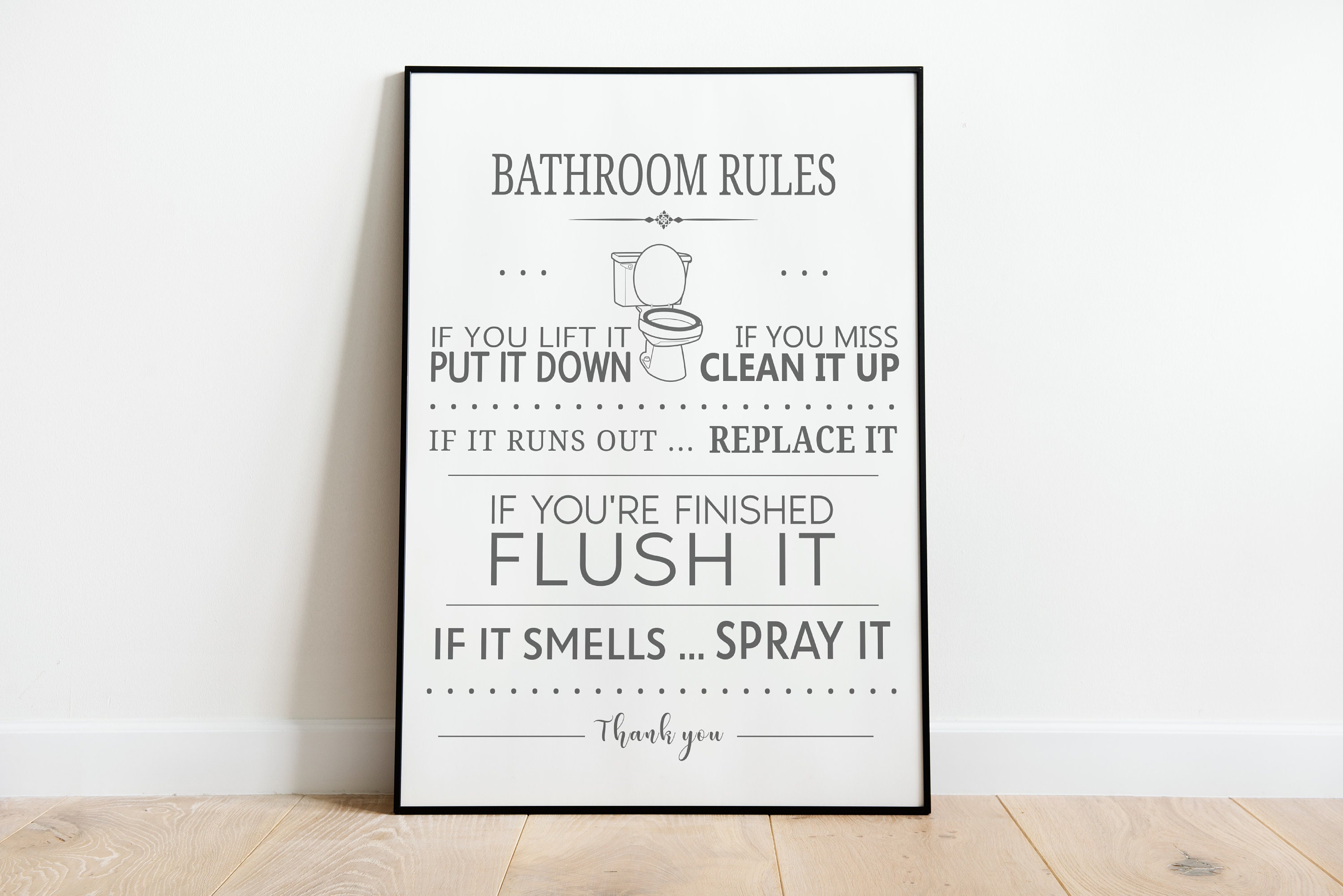 Funny Toilet Rules Print, Above Toilet Loo Sign, Keep Toilet Clean Art ...