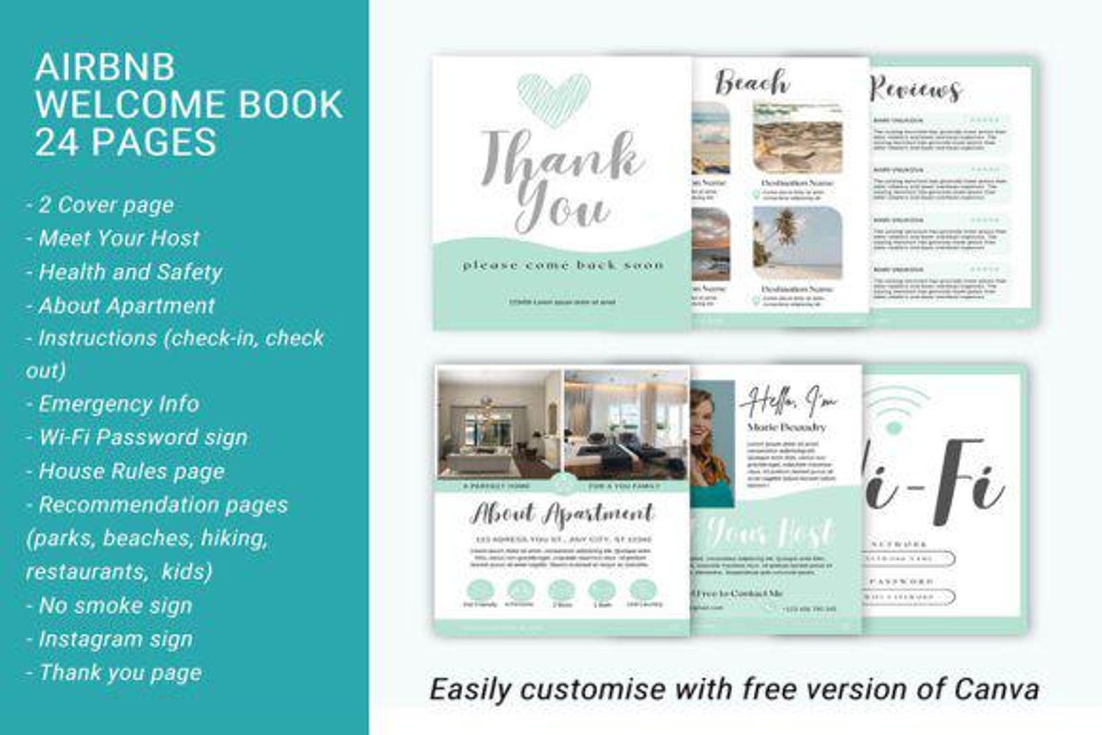 Airbnb Welcome Book Template, Airbnb Welcome Guide Editable in Canva ...
