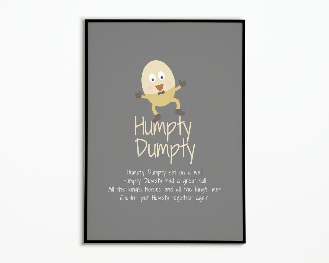 Humpty Dumpty Poster Nursery Rhyme Wall Art Educational Classroom Decor ...