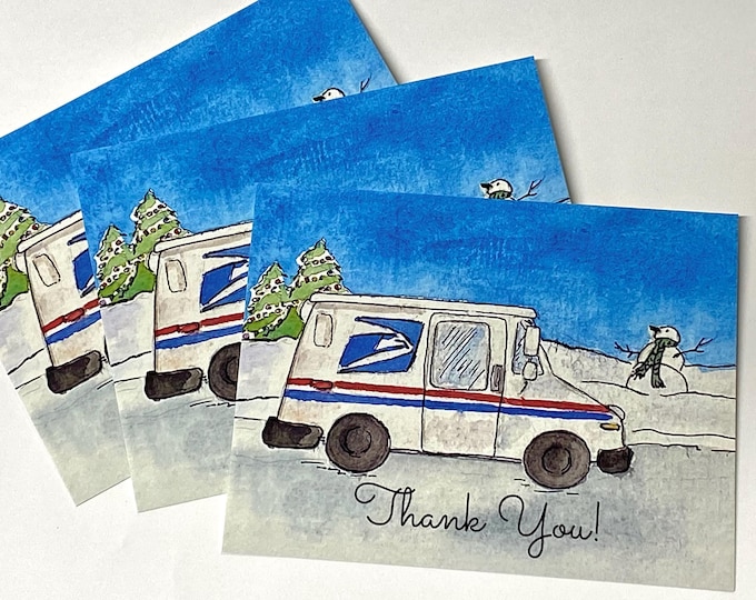 USPS Mail Carrier Thank You Postcard Pack of 50 - Snow Delivery LLV - Etsy