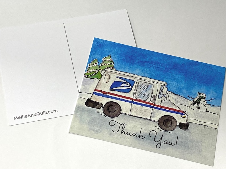 USPS Mail Carrier Thank You Postcard Pack of 50 - Snow Delivery LLV - Etsy