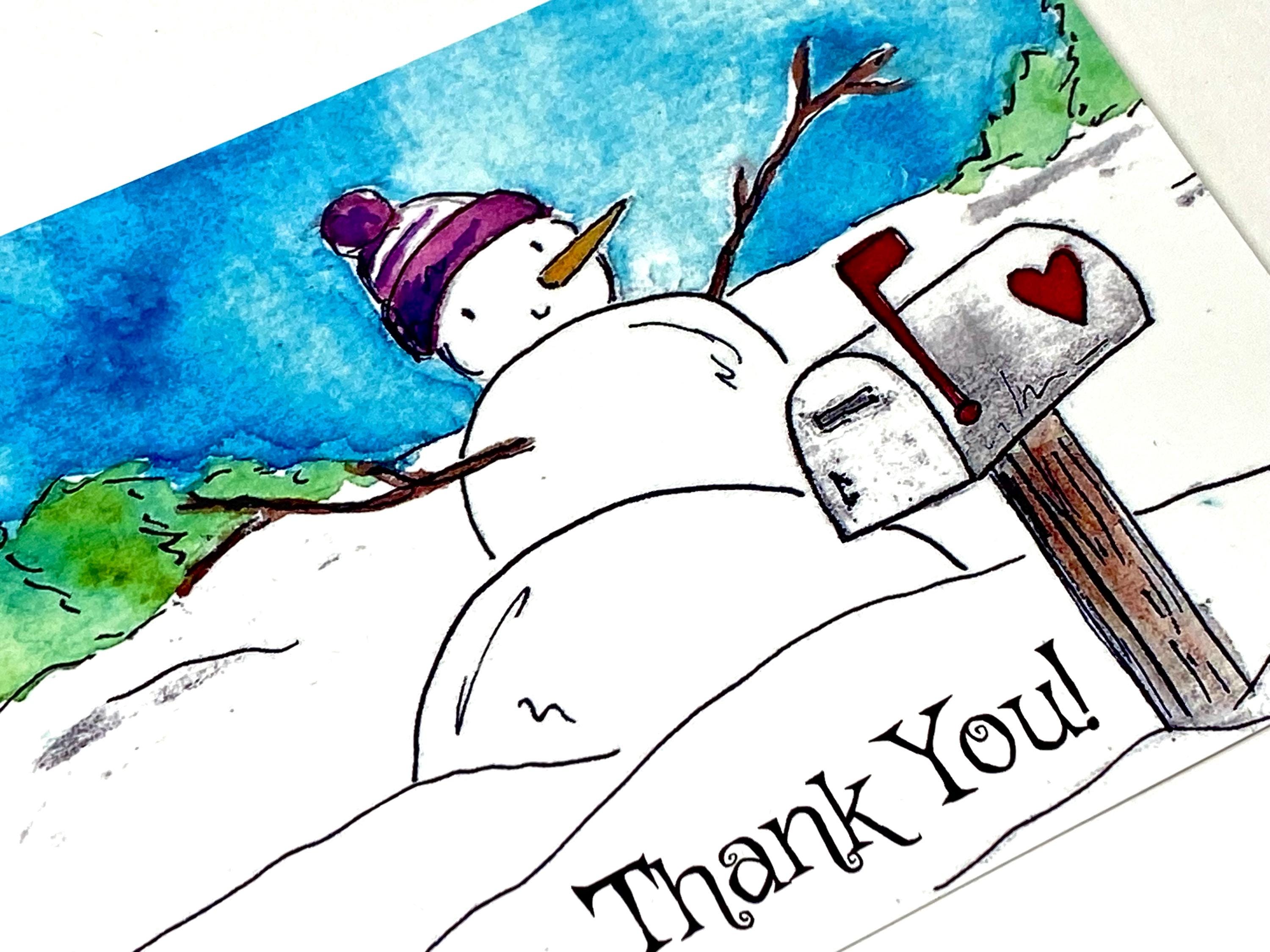 USPS Mail Carrier Thank You Postcard Pack of 50 - Snowman With Mailbox ...