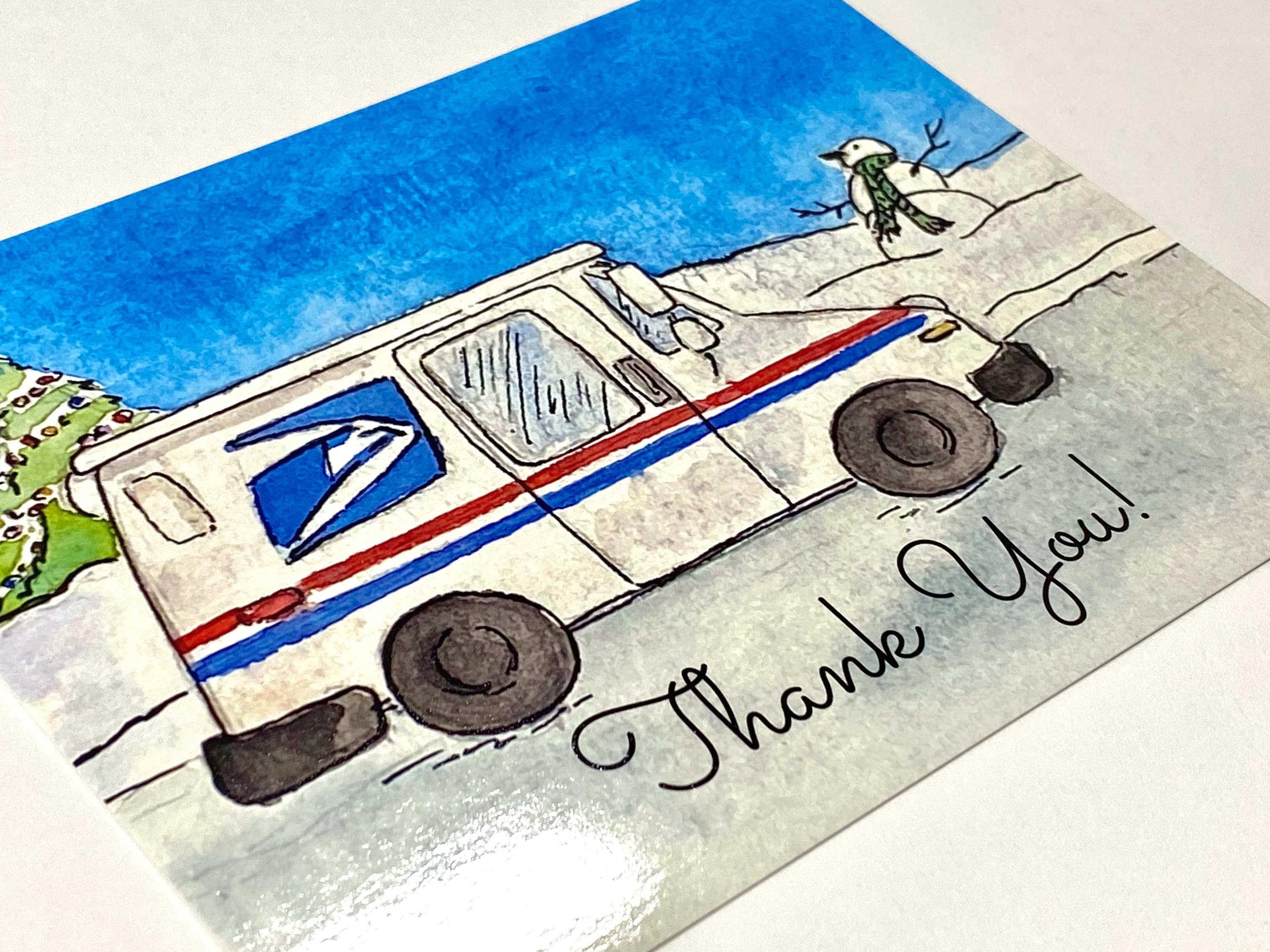USPS Mail Carrier Thank You Postcard Pack of 50 - Snow Delivery LLV - Etsy