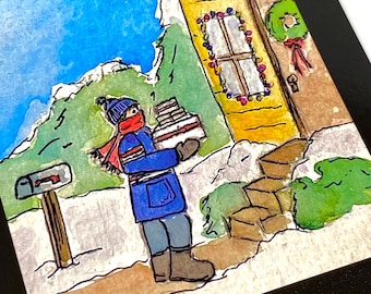 USPS Mail Carrier Thank You Postcard Pack of 50 - Snowman With Mailbox ...