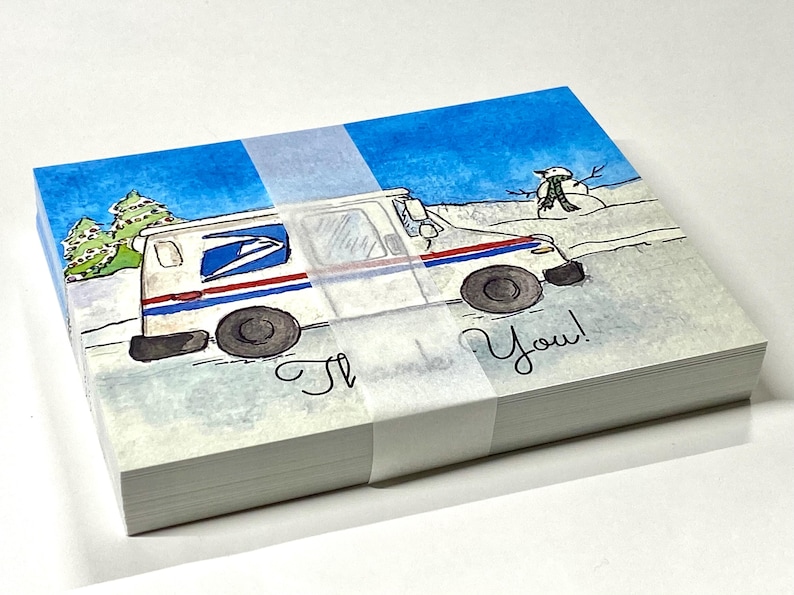 USPS Mail Carrier Thank You Postcard Pack of 50 - Snow Delivery LLV - Etsy
