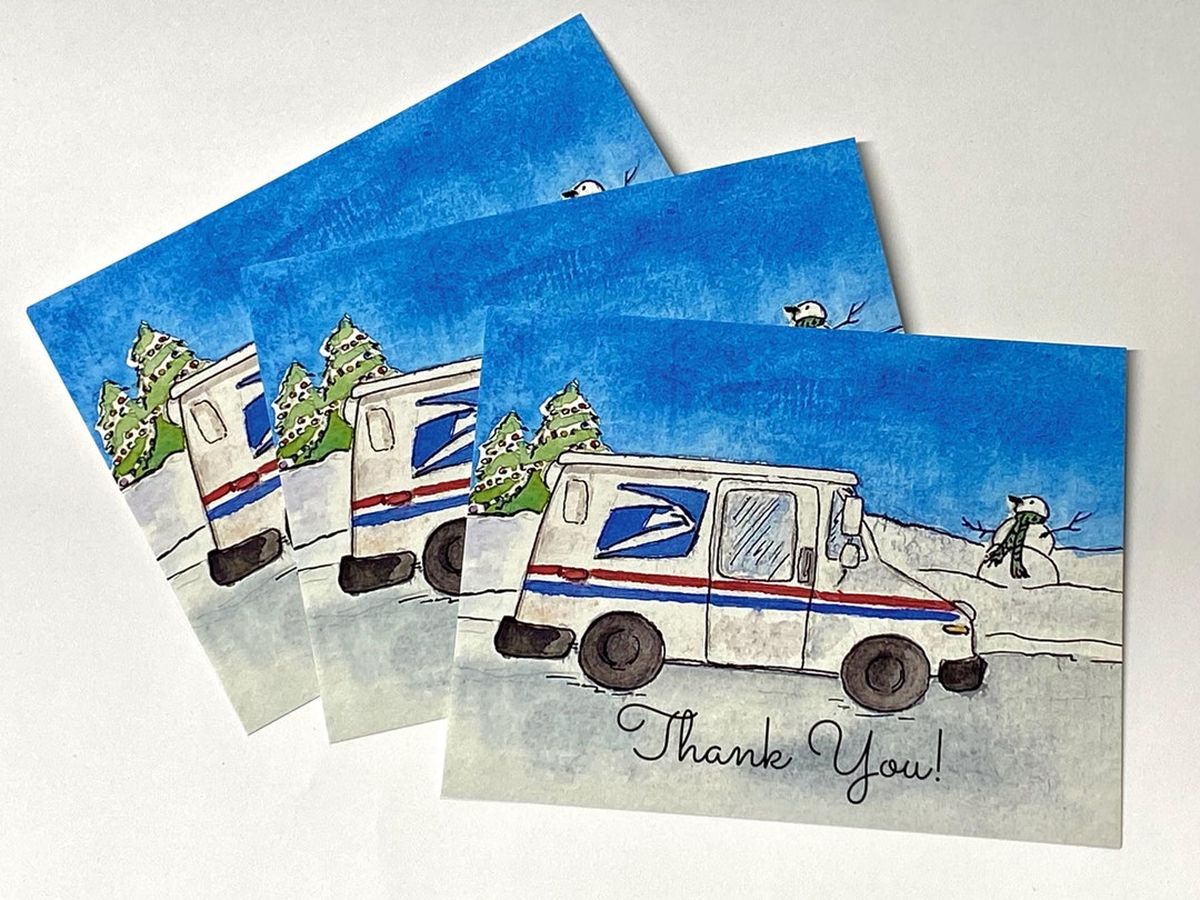 USPS Mail Carrier Thank You Postcard Pack of 50 - Snow Delivery LLV - Etsy