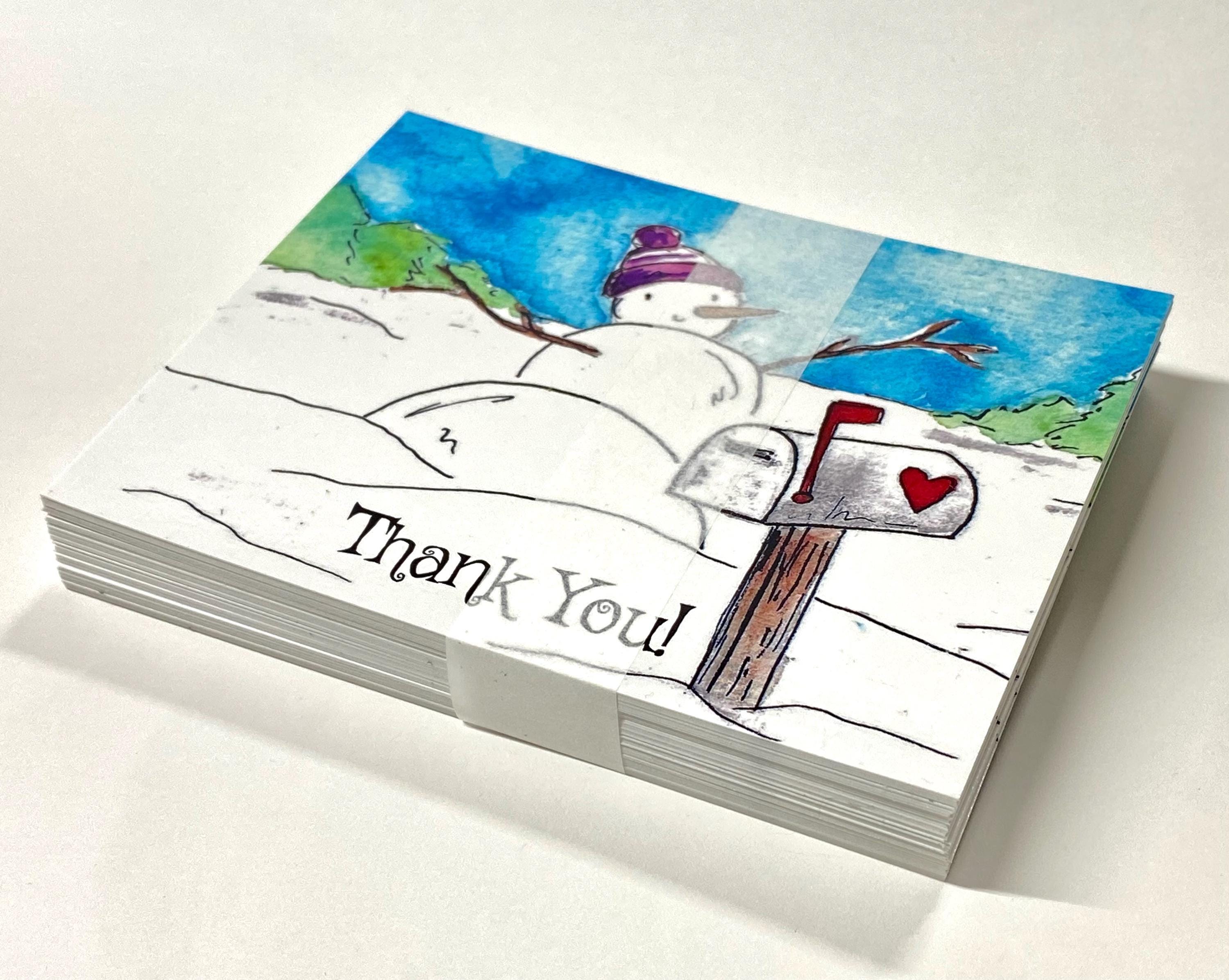 USPS Mail Carrier Thank You Postcard Pack of 50 - Snowman With Mailbox ...