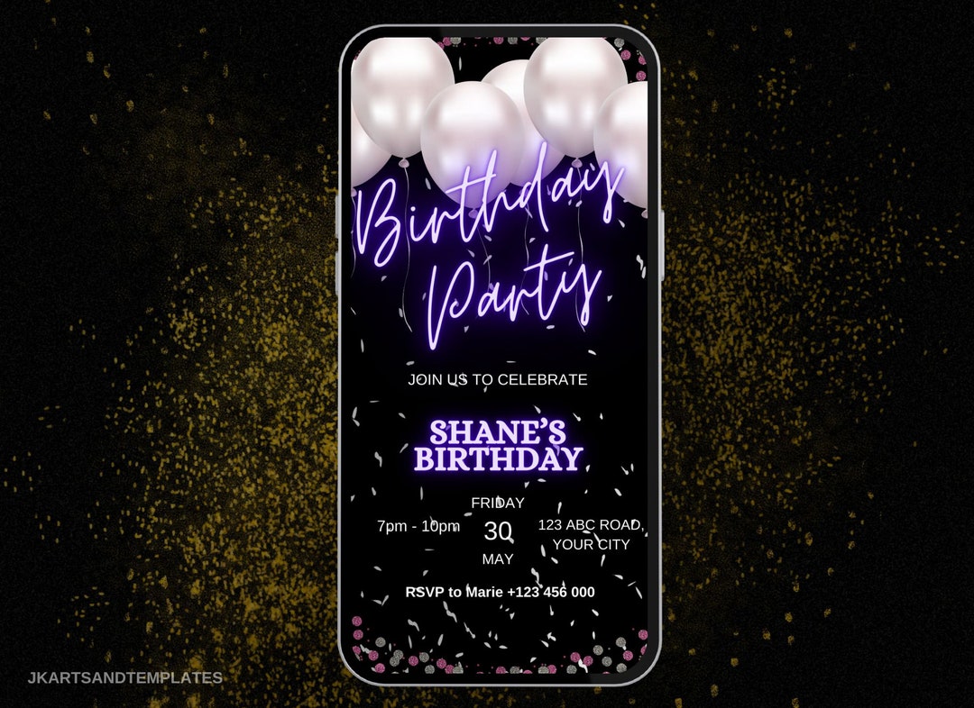 Editable Birthday E-invites, Birthday Electronic Template, Digital ...