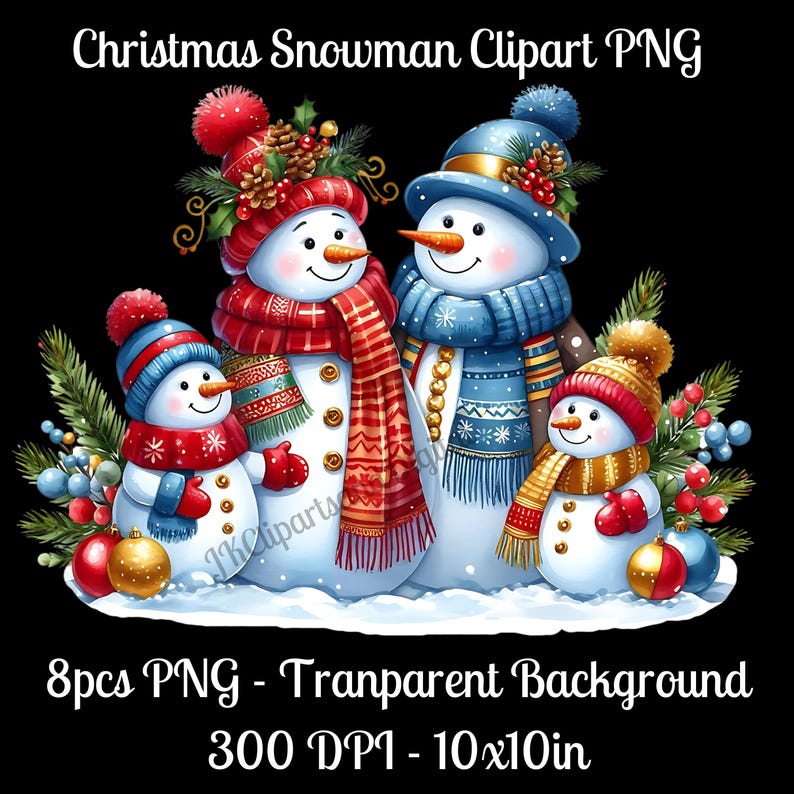 Christmas Snowman Family Clipart PNG, Winter Christmas, Winter Snowman ...