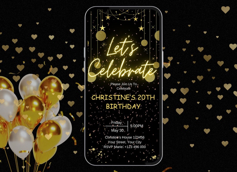 Editable Birthday E-invites, Birthday Electronic Template, Digital ...