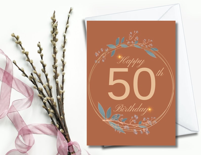 50 Happy Birthday Card, HBD Card, Printable Card, Instant Download ...