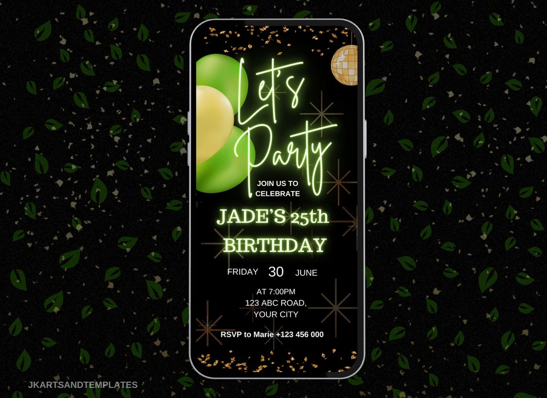 Editable Birthday E-invites, Birthday Electronic Template, Digital ...