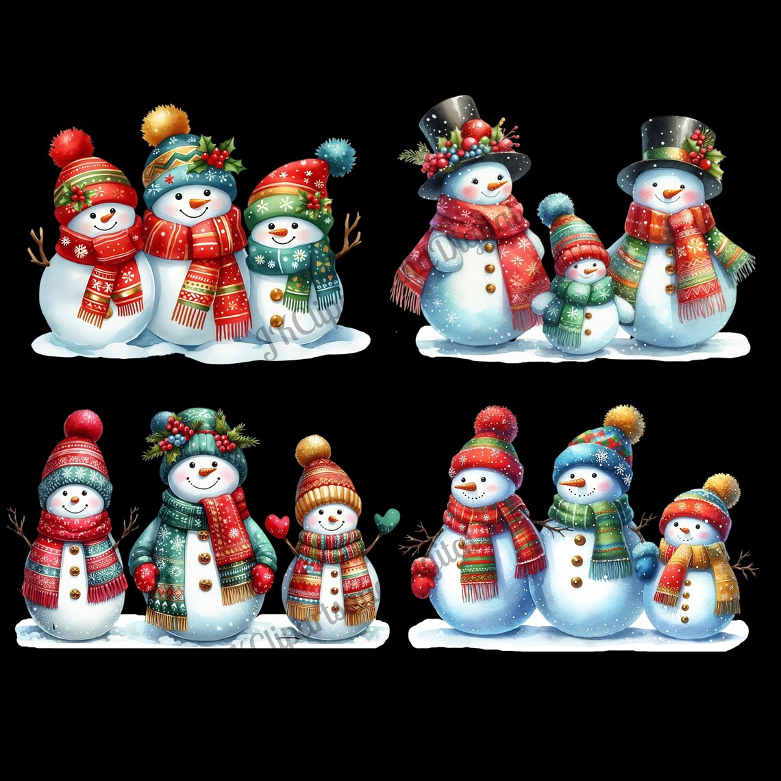 Christmas Snowman Family Clipart PNG, Winter Christmas, Winter Snowman ...