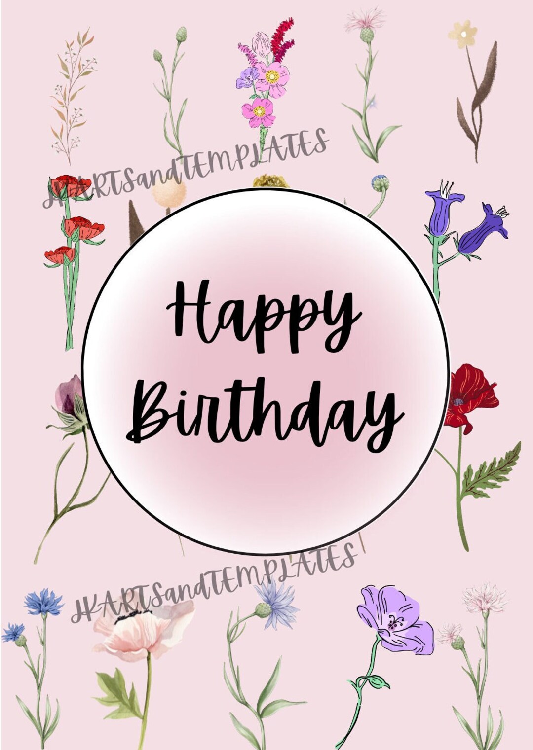 Birthday Card, Happy Birthday Card, for Women Birthday Card, Floral ...