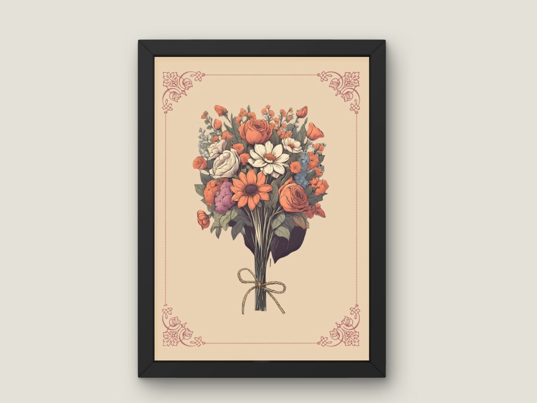 Printable Floral Bouquet Poster Botanical Wall Art Instant Download ...