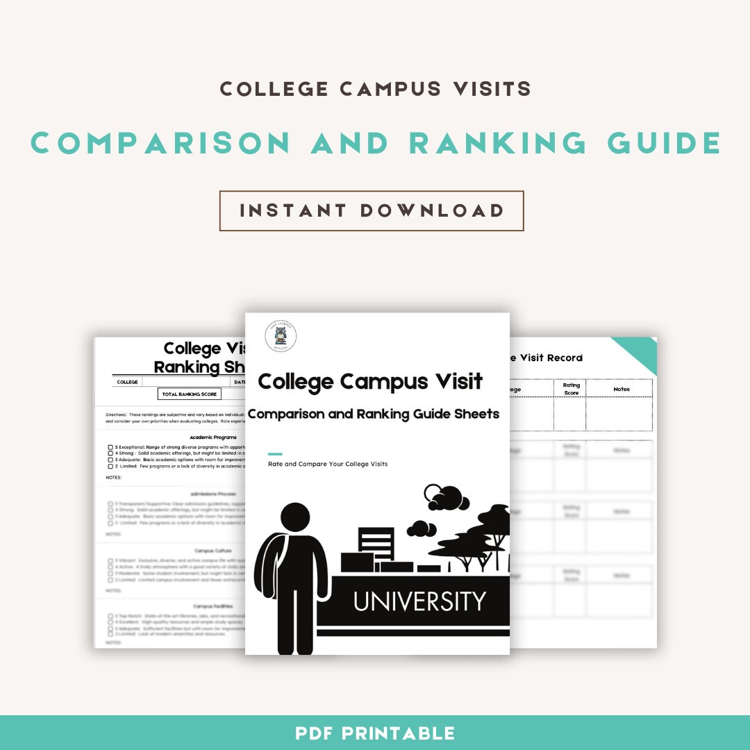 College Visit Comparison and Ranking Sheet|campus Tour Guide| College ...