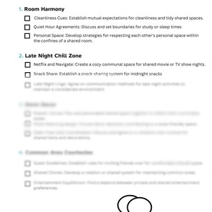College Dorm Room Agreement Checklist Printable College Roommate ...