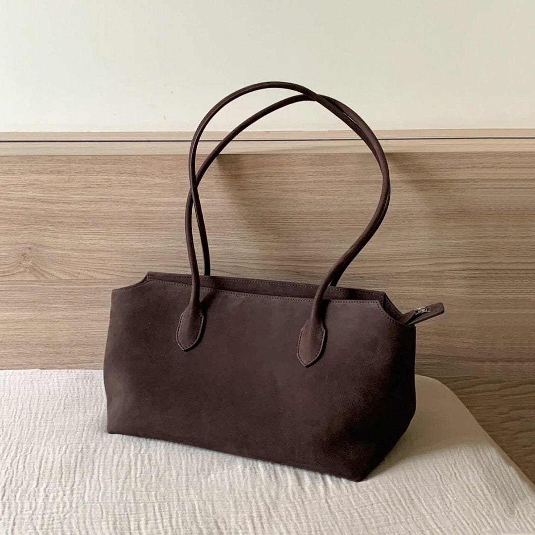 Minimal Suede Totes,genuine Leather Handbag,timeless Design Shoulder ...