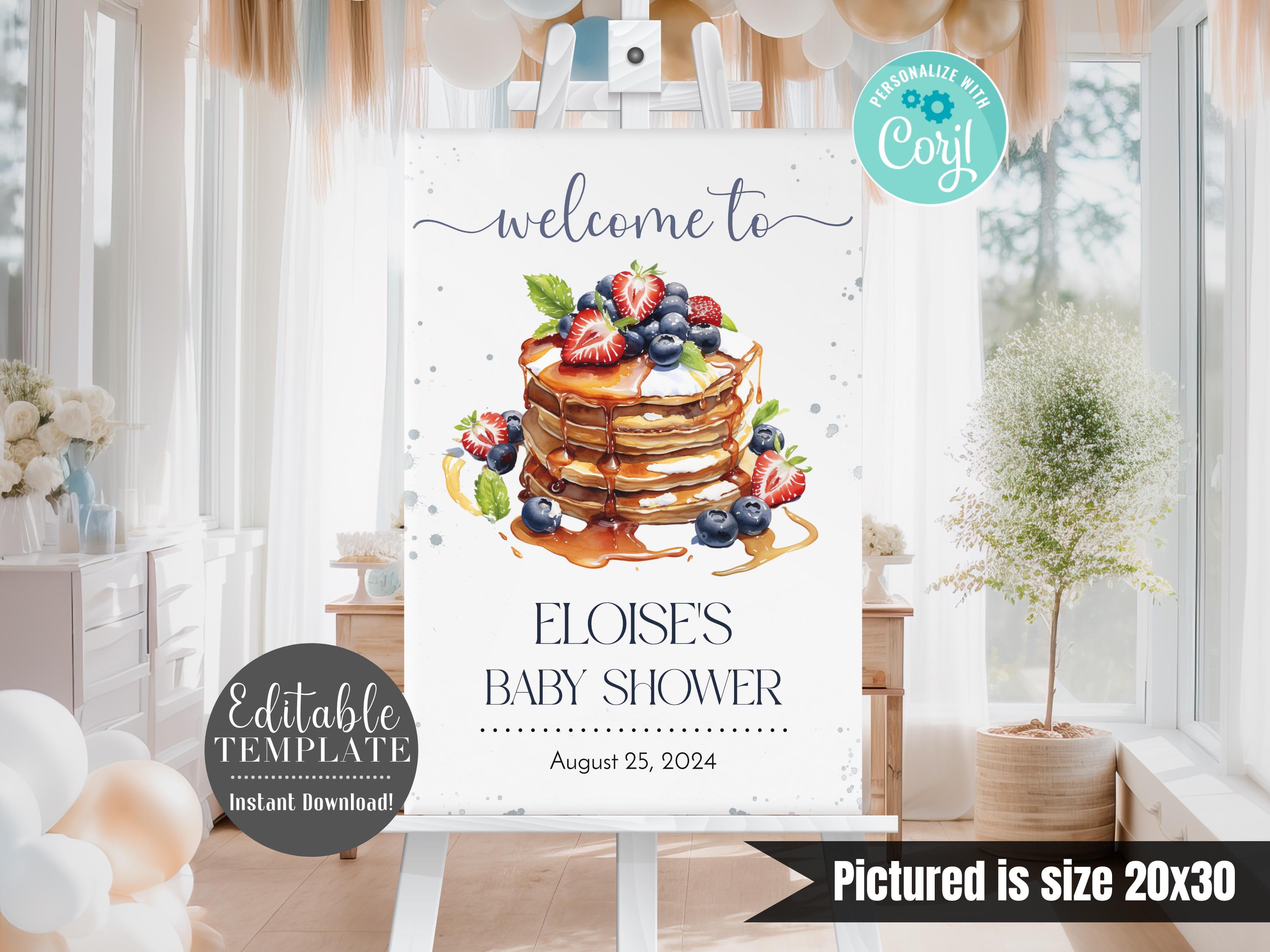 Editable Pancakes & Pampers Baby Brunch Shower Welcome Sign. Minimalist ...
