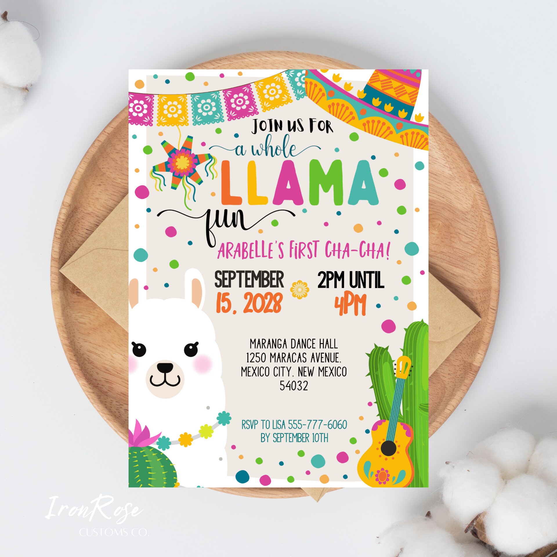 Editable A Whole Llama Fun Girls Birthday Party Invitation. Editable ...