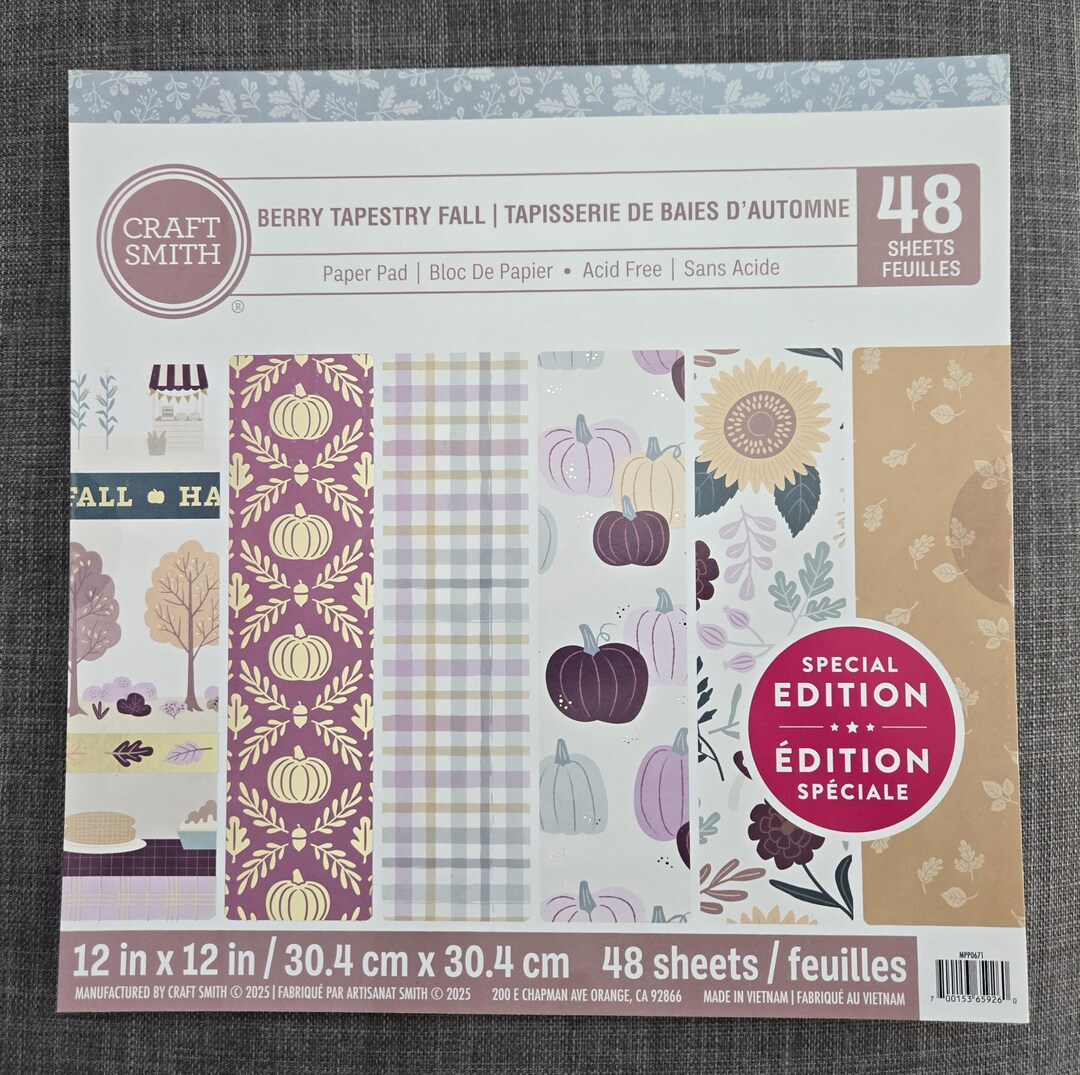 Berry-hued Fall Paper Pad – Special Edition | 48 Sheets | 12" X 12 ...