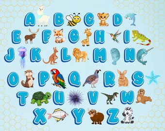 ABC Animal Kids Alphabet Poster 11x17 Wall Art unframed - Etsy