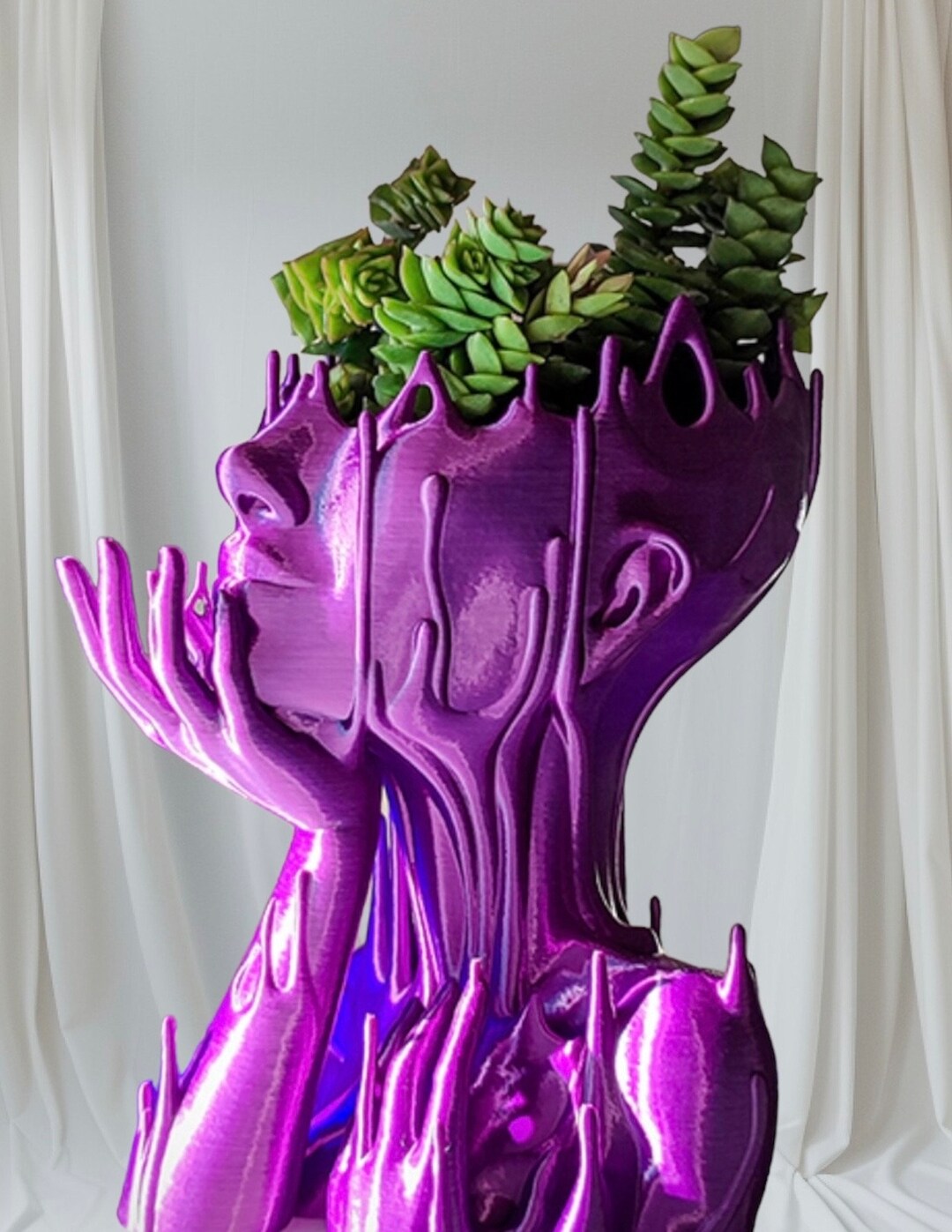 Melted Girl Head Planter: Artistic Woman Succulent Pot - Etsy