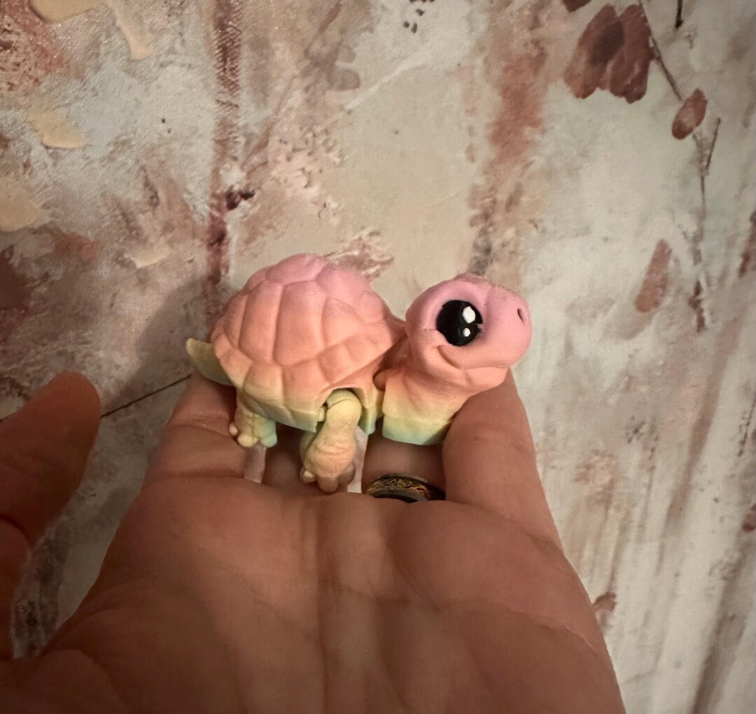 Baby Tortoise, Cute 3D Printed Desk Buddy Tortoise Gift, Articulated ...