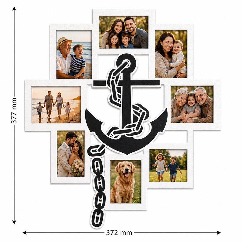 Nautical Anchor Family Photo Frame SVG | Chain Picture Display Cut File ...