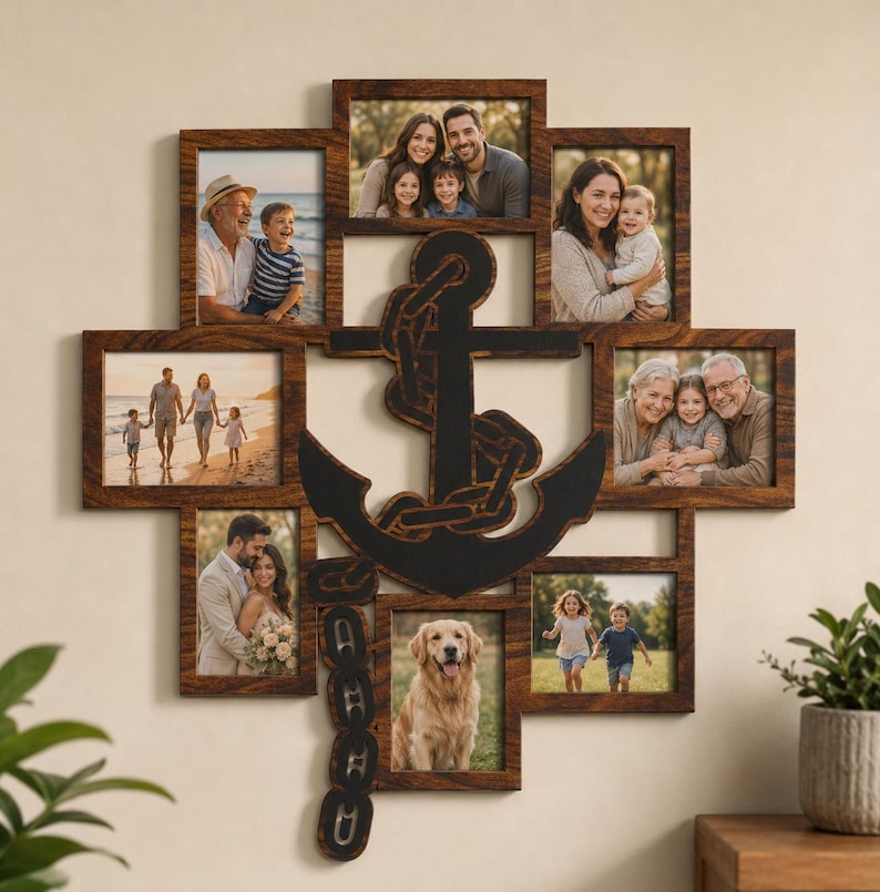 Nautical Anchor Family Photo Frame SVG | Chain Picture Display Cut File ...