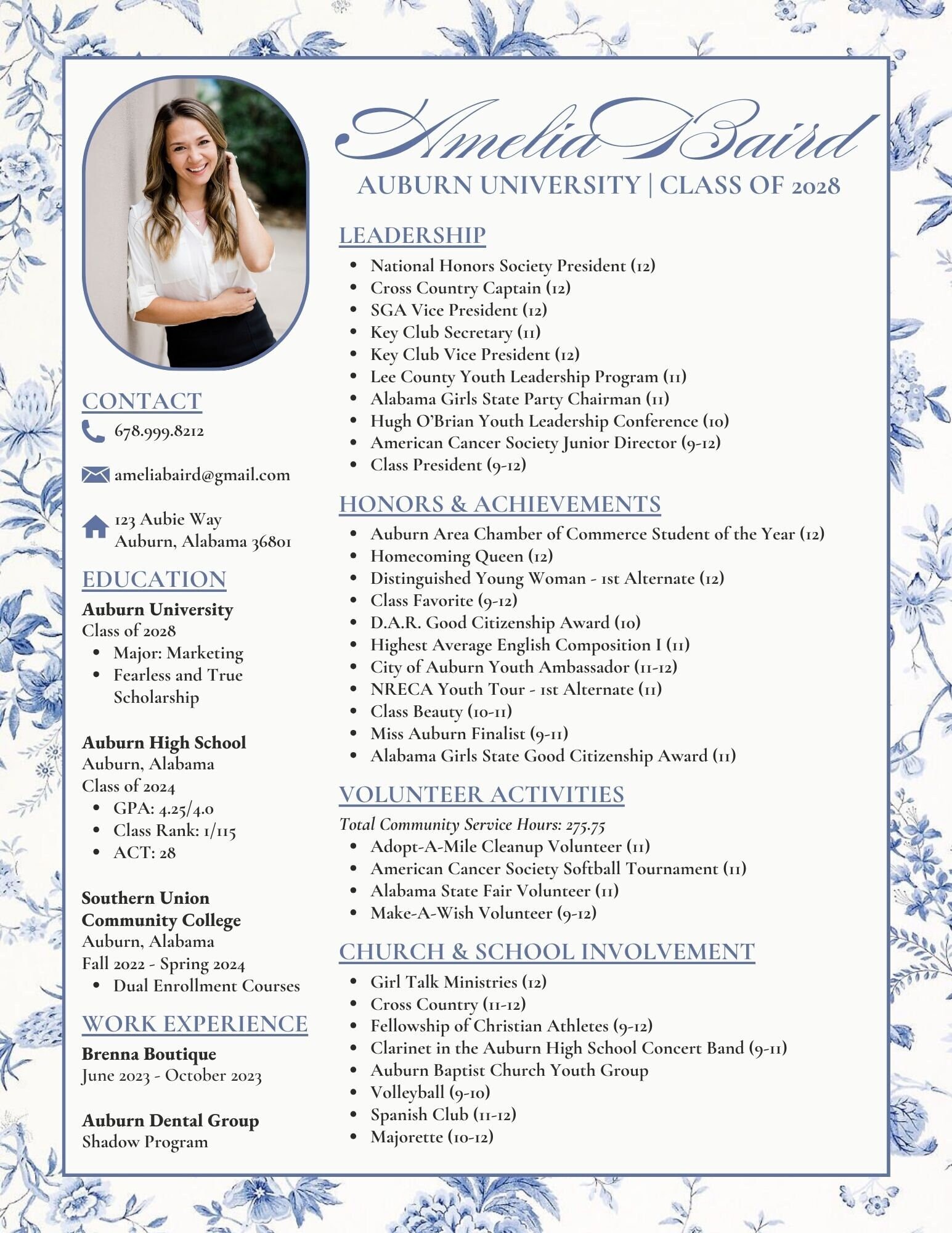 Blue Chinoiserie Chic Sorority Recruitment Rush Resume Template - Etsy