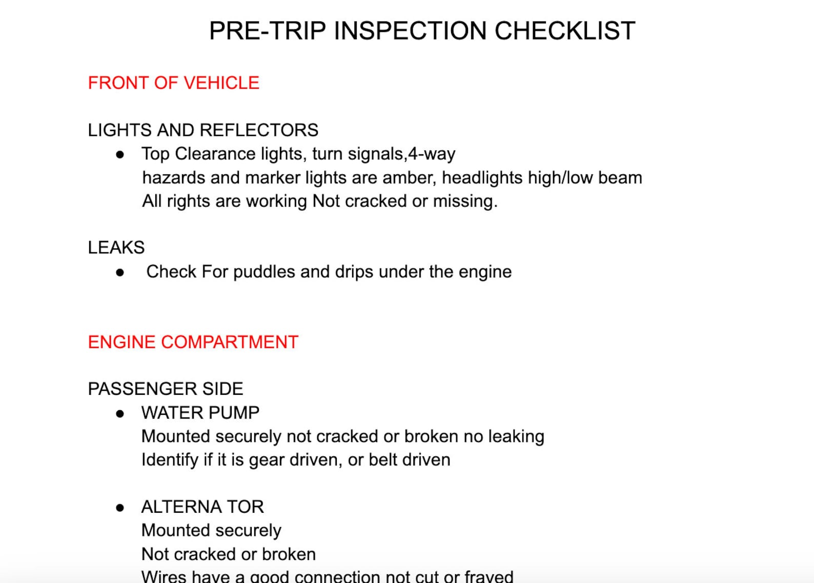 Class A CDL Pre-trip Inspection Study Guide - Etsy