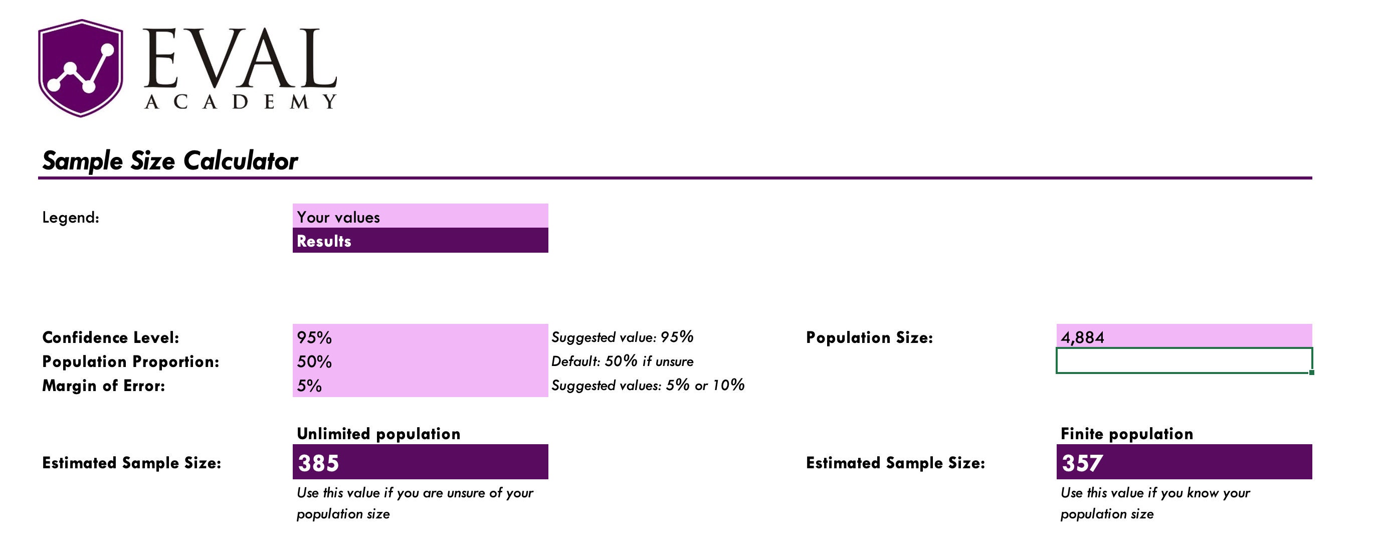 Sample Size Calculator Template - Etsy