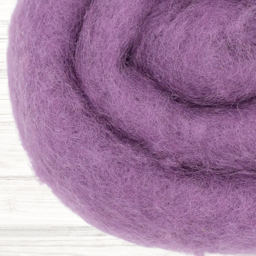 Carded Wool Batts for Needle & Wet Felting - Dusty Lavender 40g / 1 ...