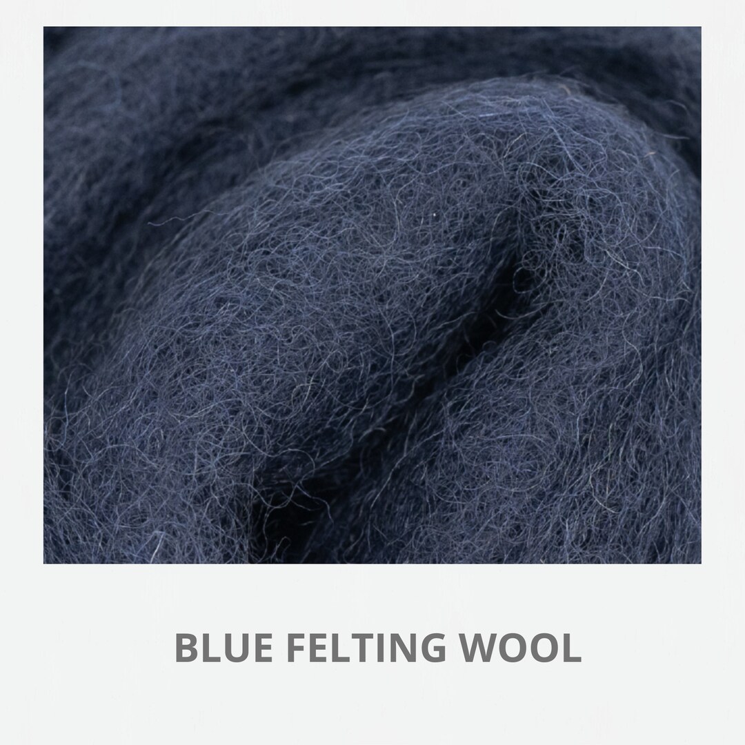 Blue Dyed Sheep Wool for Needle Felting - New Zealand Carded Wool 40g ...