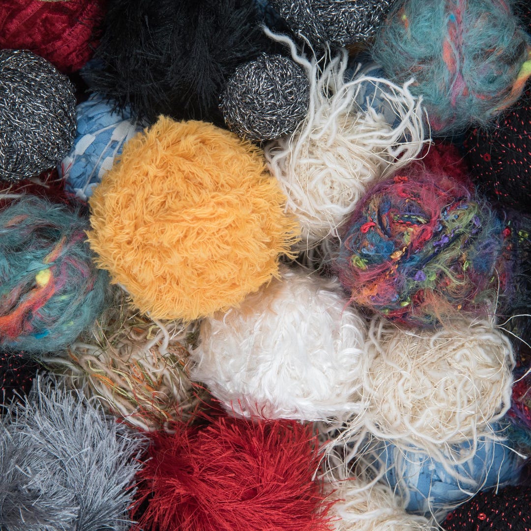 Textured Art Yarn Scrap Balls – 400g Mixed Fibers Bundle - Etsy