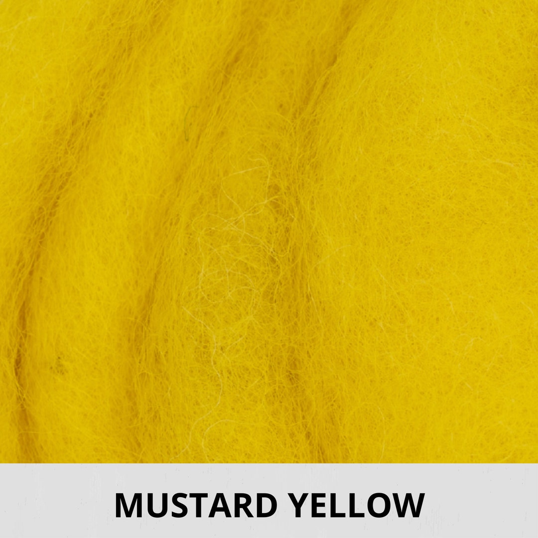 Mustard Yellow Needle Felting Wool - 50g Carded Wool Batts, 100% ...