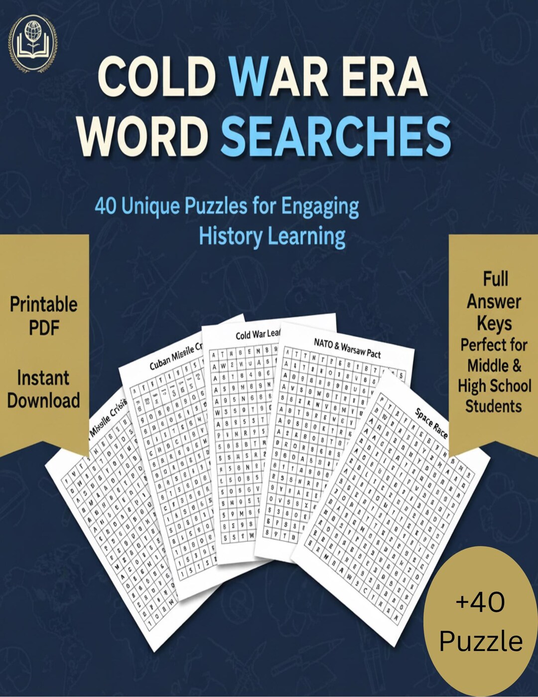 Cold War Word Search Puzzles: 40 Printable History Activities (digital ...