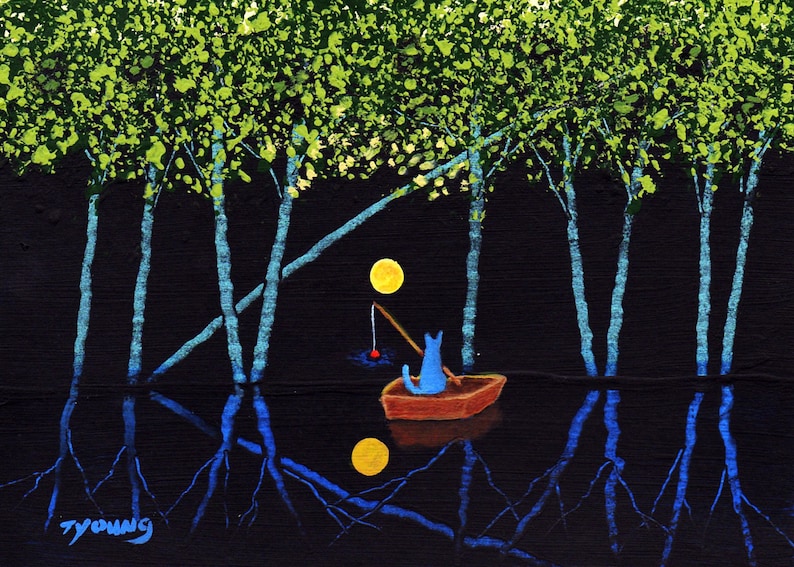Russian Blue Cat BAYOU Limited Edition Art PRINT of Todd Young Painting ...
