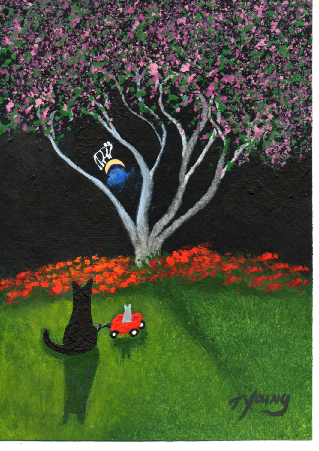 Black Cat Mouse Folk Art PRINT of Todd Young Painting Wagon - Etsy