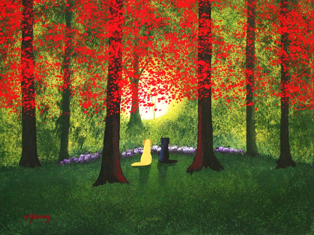 Black Yellow Lab Folk Art Print by Todd Young Painting Forest Light - Etsy