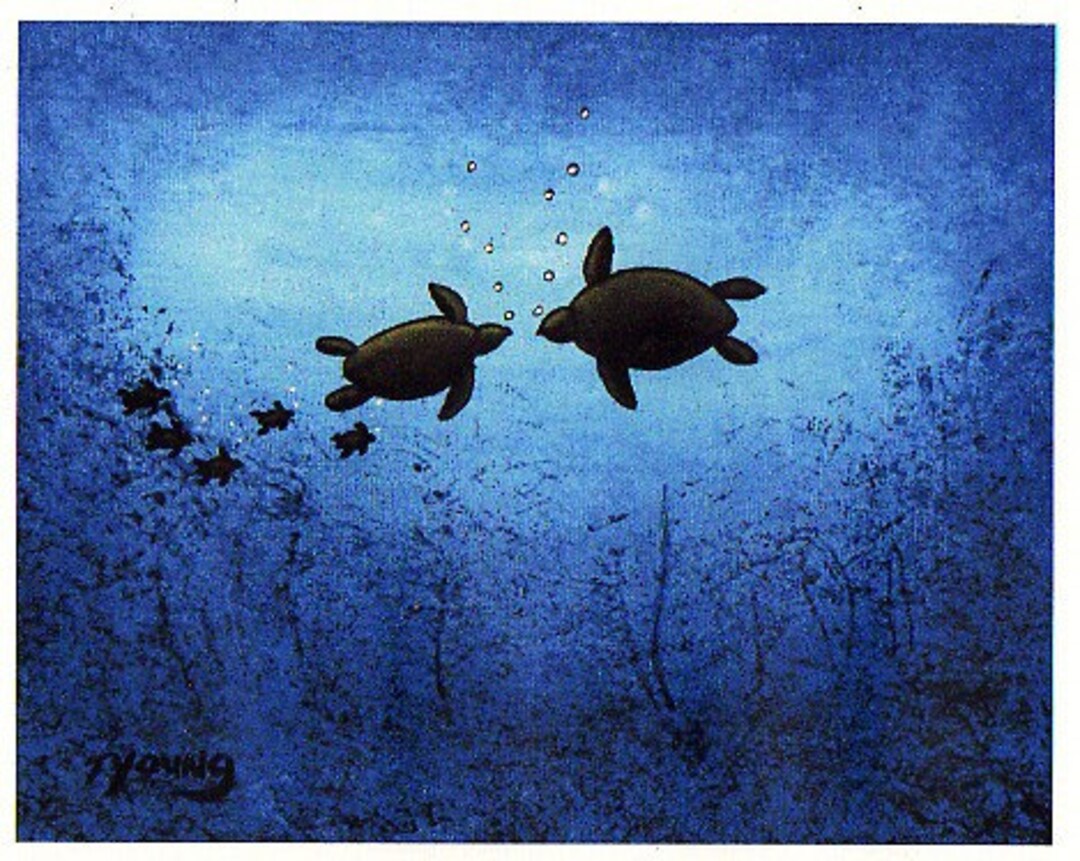 Sea Turtle Folk LARGE Art PRINT of Todd Young Painting FAMILY - Etsy